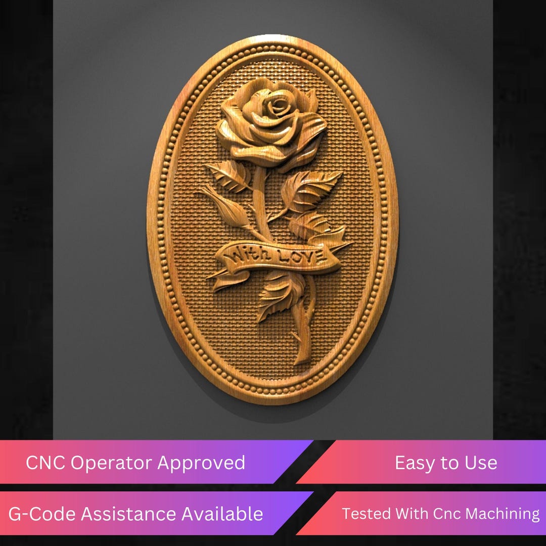 Rose Flower With Love Relief STL File for CNC Router and 3D Printing ...