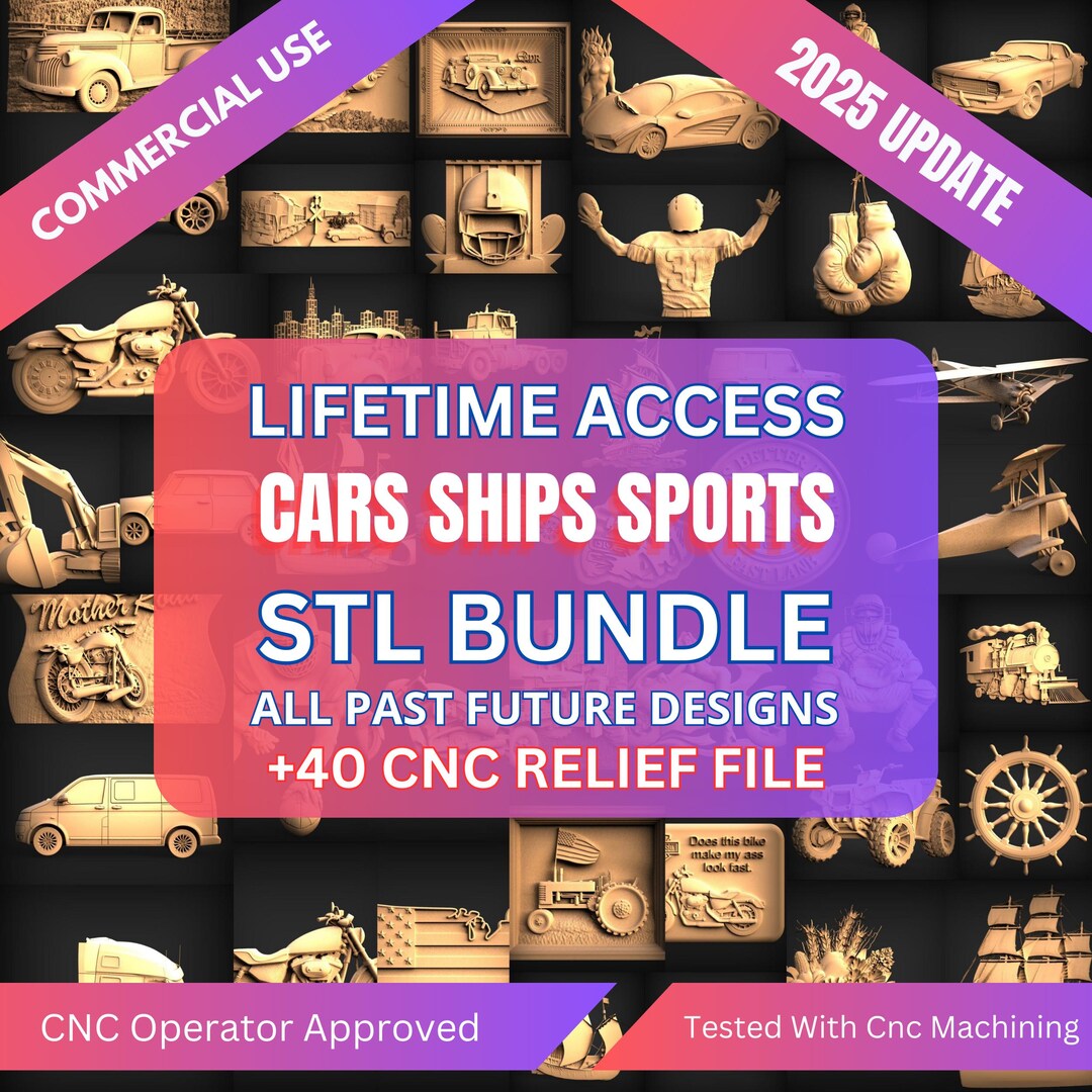 Cars, Ships, Sports Relief STL Pack Wall Panel Cnc Relief File, 3D Stl ...