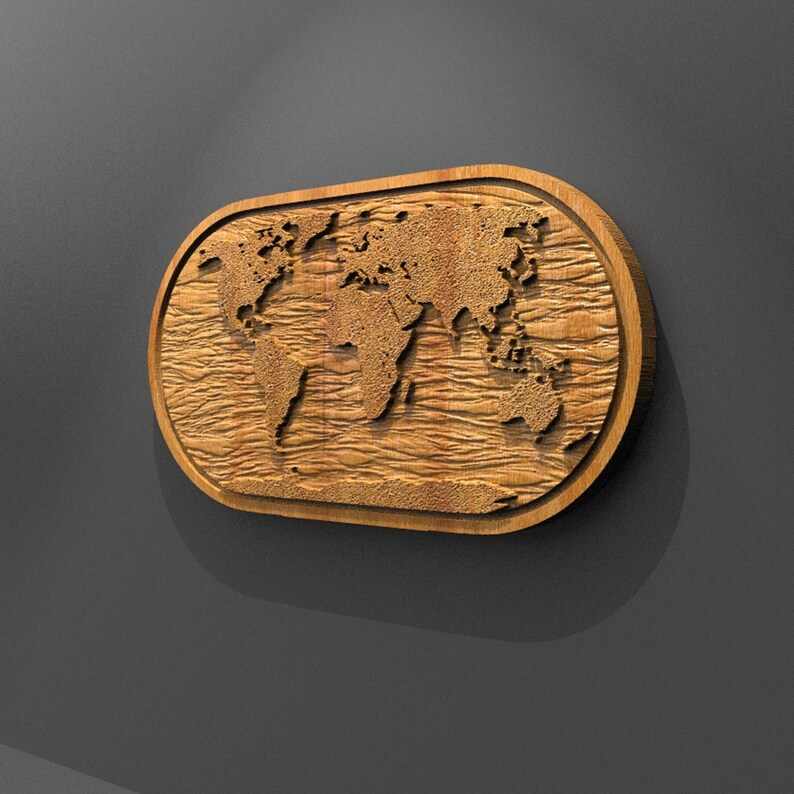 World Map Cnc Relief File, Stl File for Cnc Router - Instant Download ...