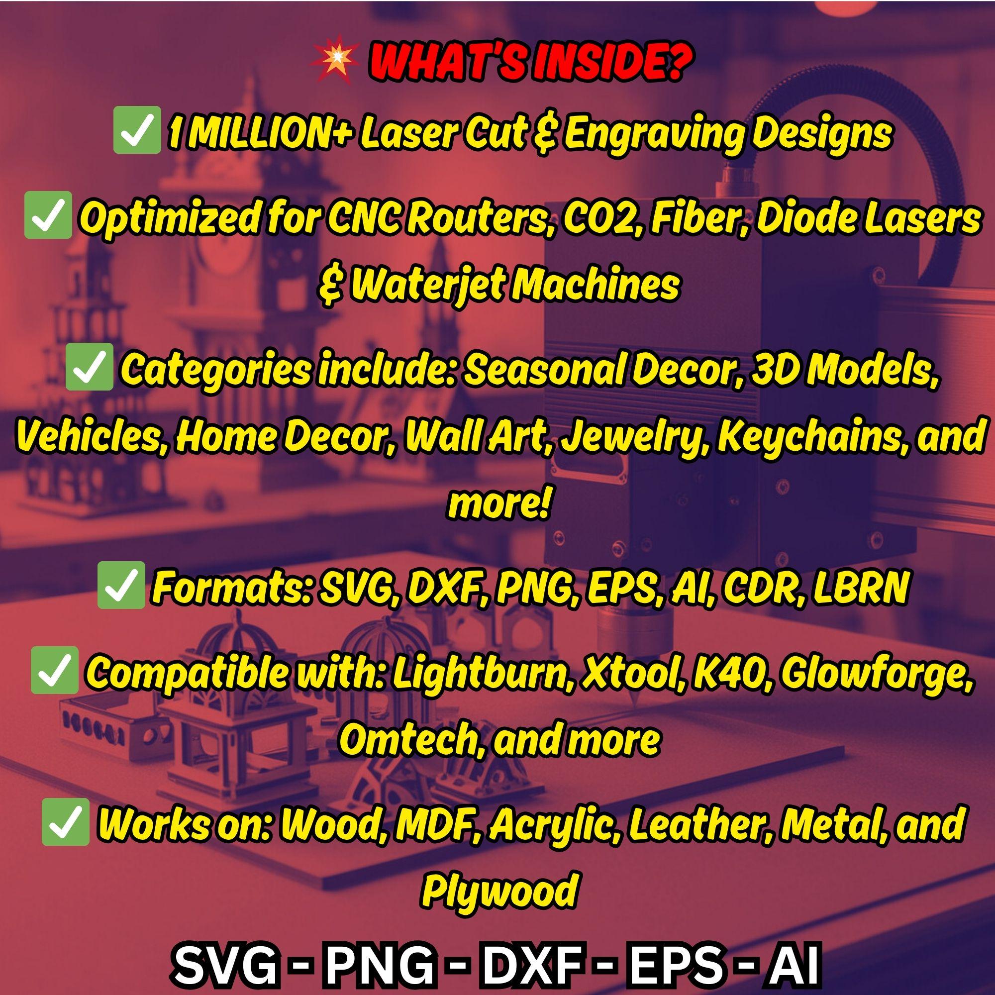 Laser Cut Mega Bundle | 2,500,000+ Designs for Diode CO2 and Fiber ...
