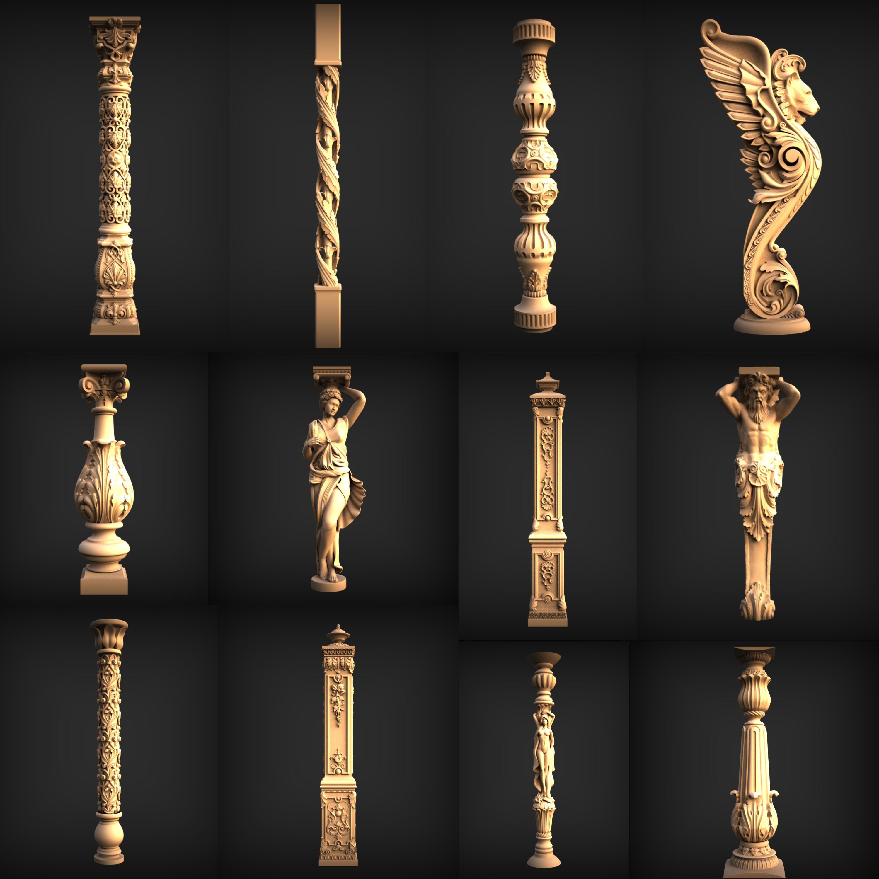 Legs & Balusters Relief STL Pack Wall Panel Cnc Relief File, 3D Stl ...