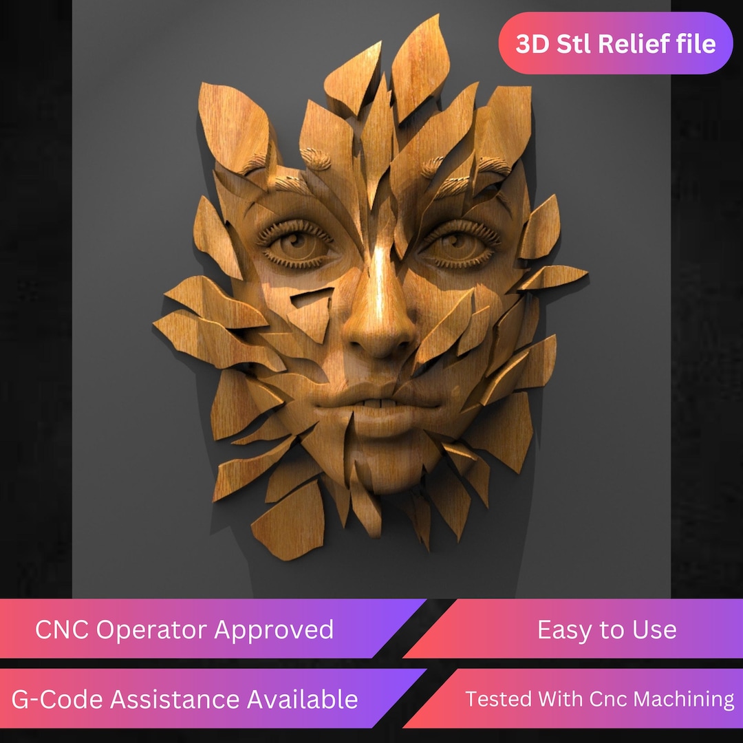 3D Woman Face Cnc Relief File, Glass Face Stl File for Cnc Router | Cnc ...