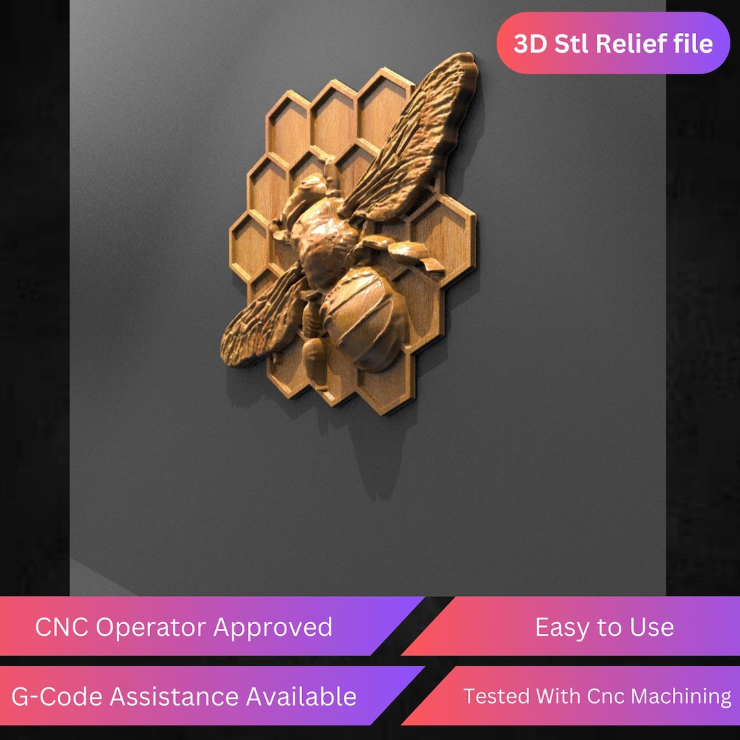 Bee and Honeycomb Cnc Relief File, Stl File for Cnc Router - Instant ...