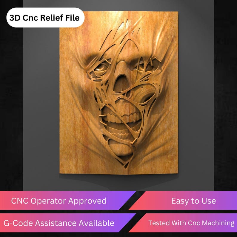 3D Zombie Skull Head Cnc Relief File, Stl File for Cnc Router | Instant ...