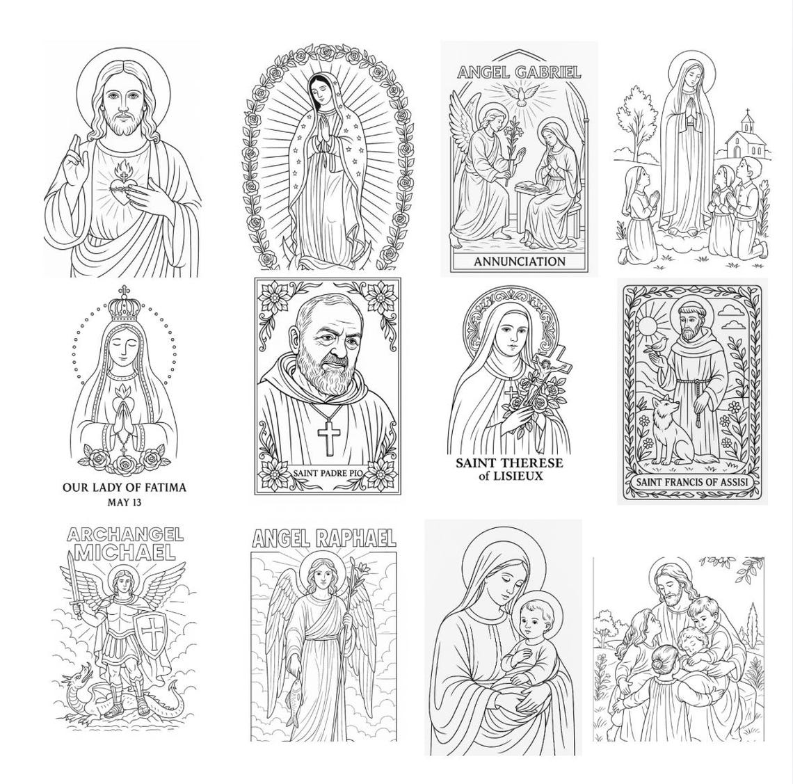 Catholic Coloring Book: 12 Printable Pages, Kids Religious Activity ...