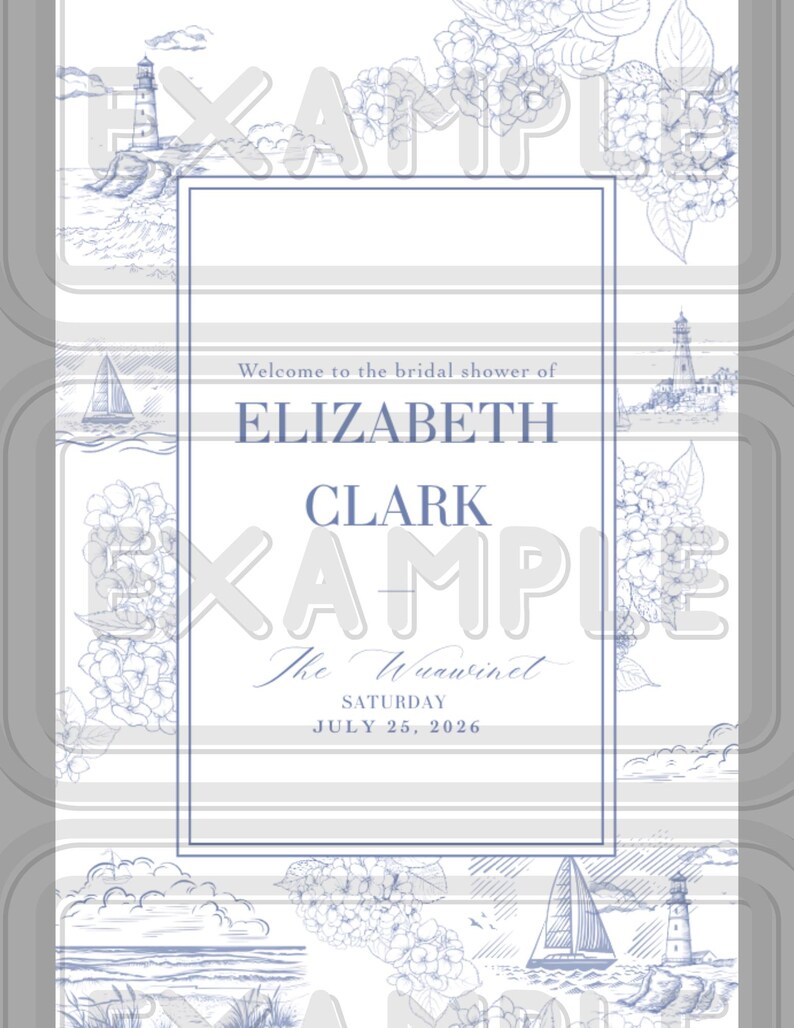 Nantucket Coastal Bridal Shower Welcome Sign Template Customizable ...