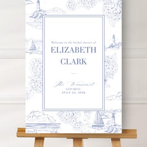 Nantucket Coastal Bridal Shower Welcome Sign Template Customizable ...