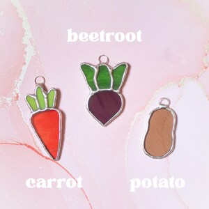 SET OF THREE Stained Glass Garden Markers | Carrot | Potato | Beetroot ...