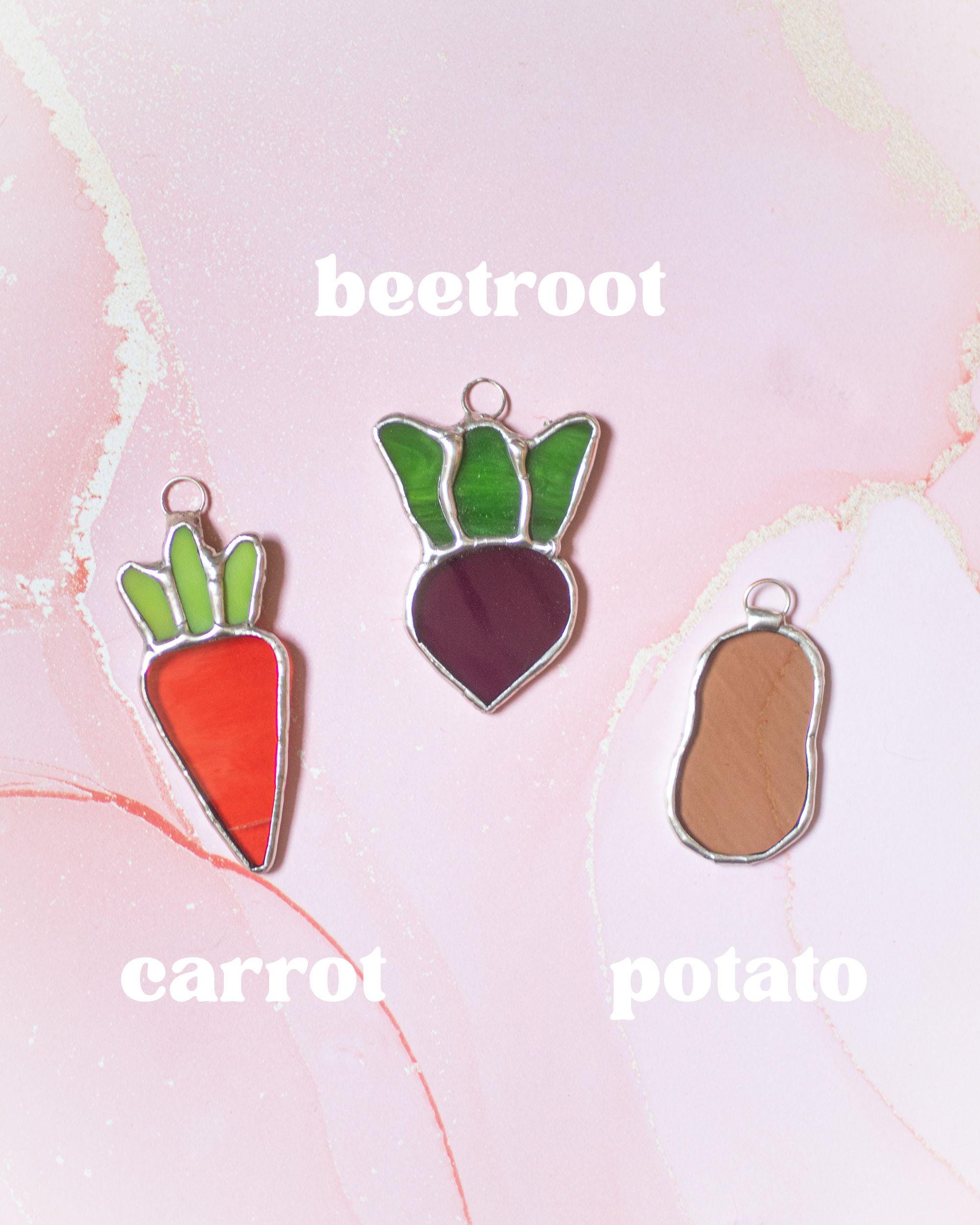 SET OF THREE Stained Glass Garden Markers | Carrot | Potato | Beetroot ...