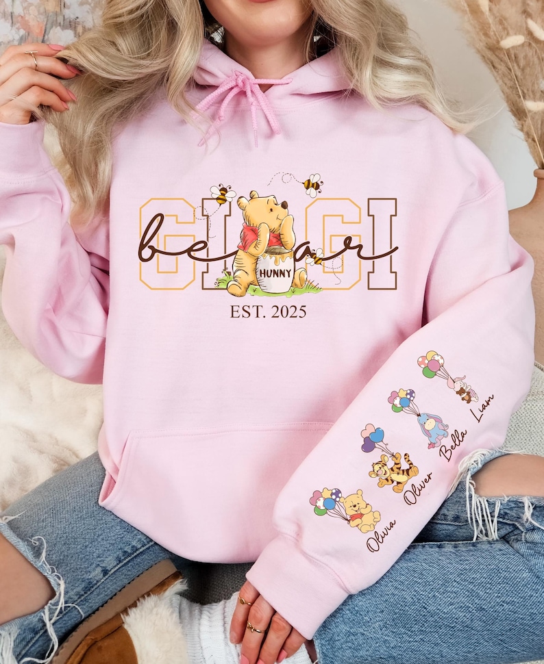 Personalized Winnie the Pooh Mama Bear Hoodie: Grandma With Sleeve ...
