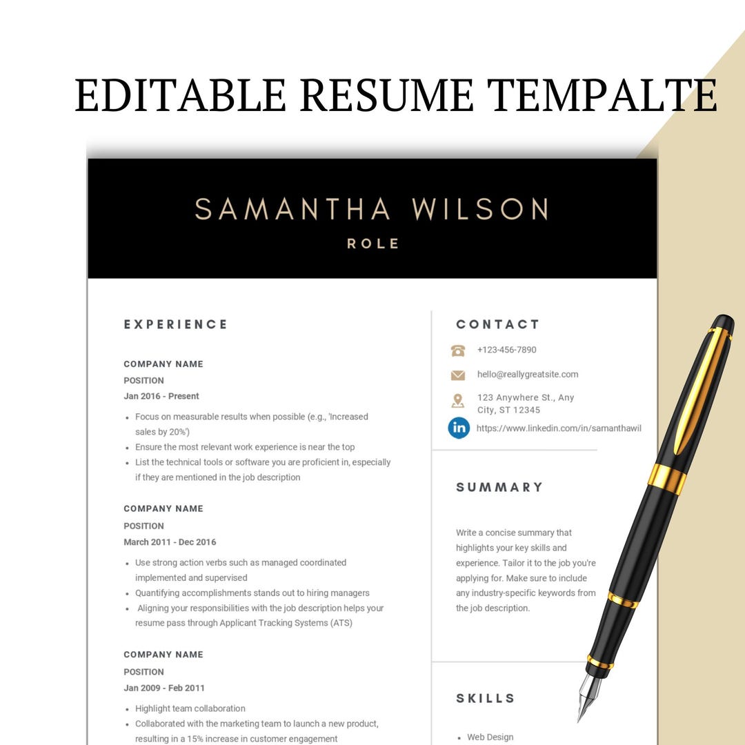 Modèle de CV moderne | Modèle de CV professionnel | CV modifiable ...