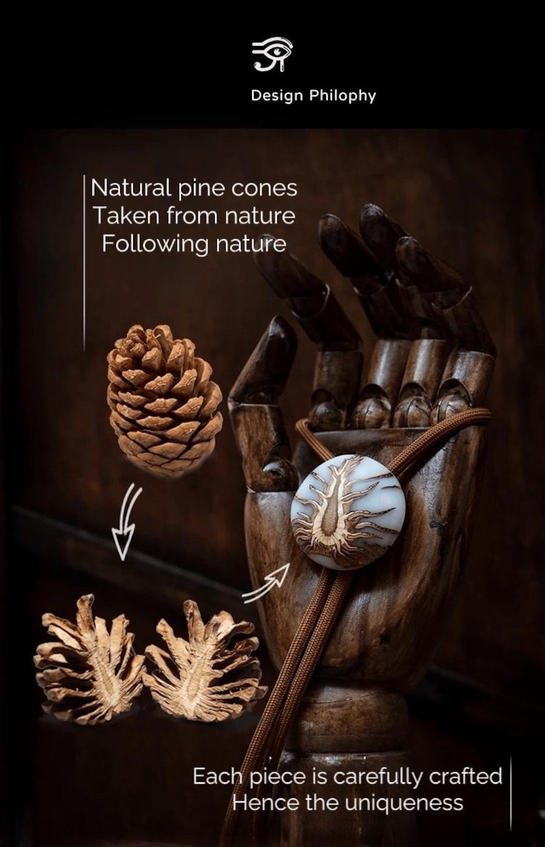 Original Bolo Tie Made From Pine Cone Natural Western Mens Bolo Tie ...