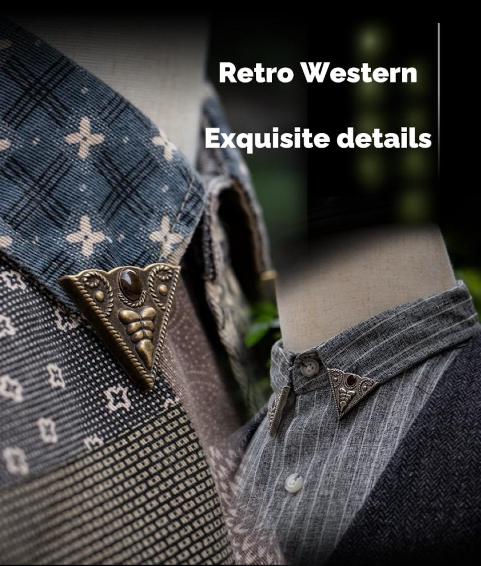 Vintage Western Collar Tips Triangle Shirt Corners, Collar Pins, Collar ...
