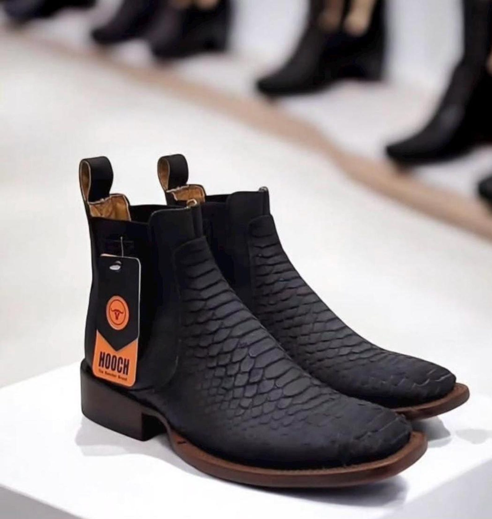 Python Embossed Nubuck Leather Finish Square Toe Booties for Adults - Etsy