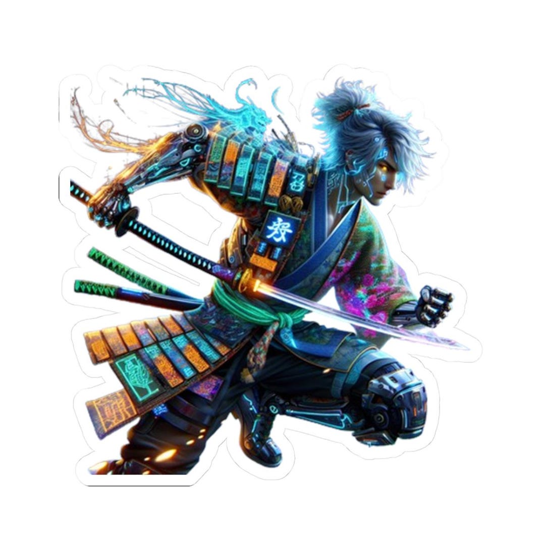 Dynamic Samurai Kiss-cut Stickers - Cool Art for Laptops, Water Bottles ...