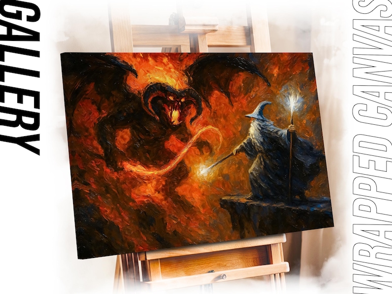 Gandalf Vs Balrog Oil Painting: Lord of the Rings Canvas Art - Etsy