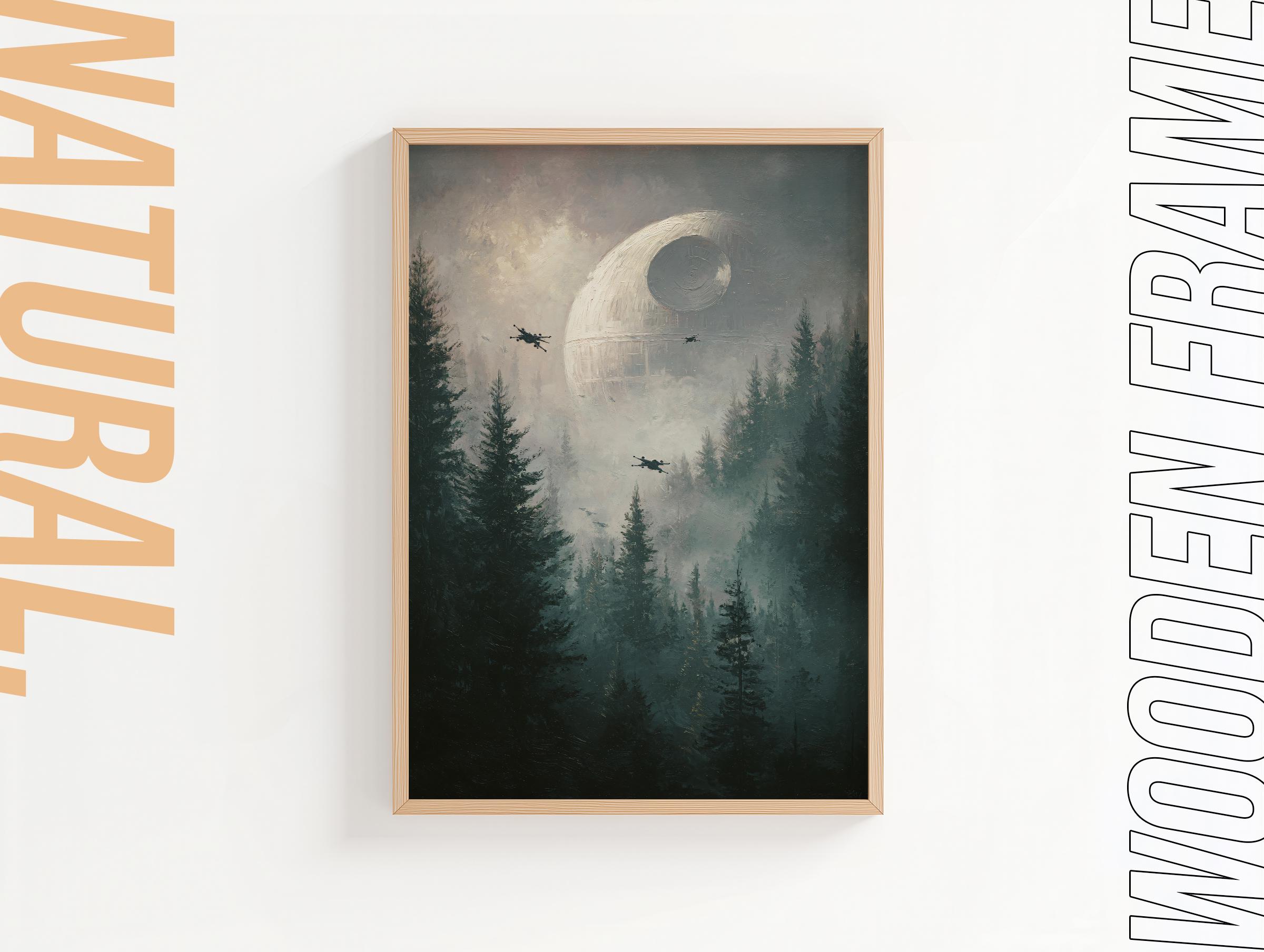 Star Wars Forest Ambush Canvas Decor Misty Endor Scene With Death Star ...