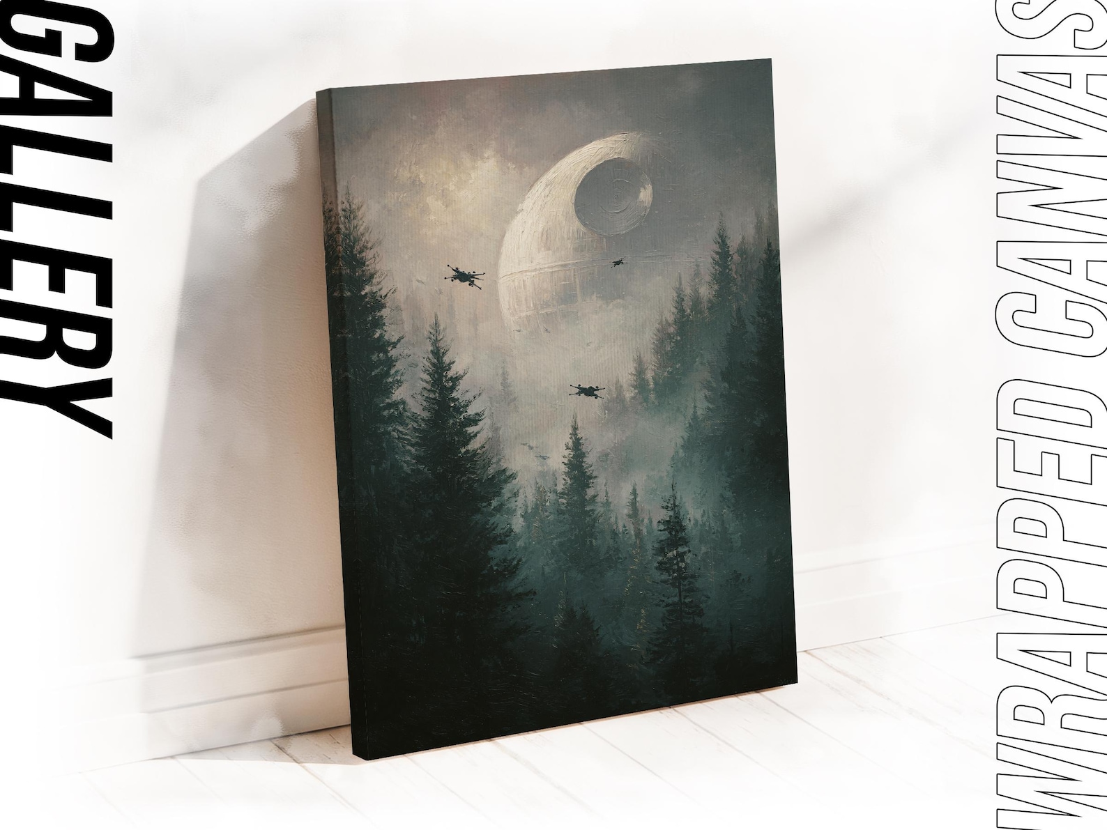 Star Wars Forest Ambush Canvas Decor Misty Endor Scene With Death Star ...