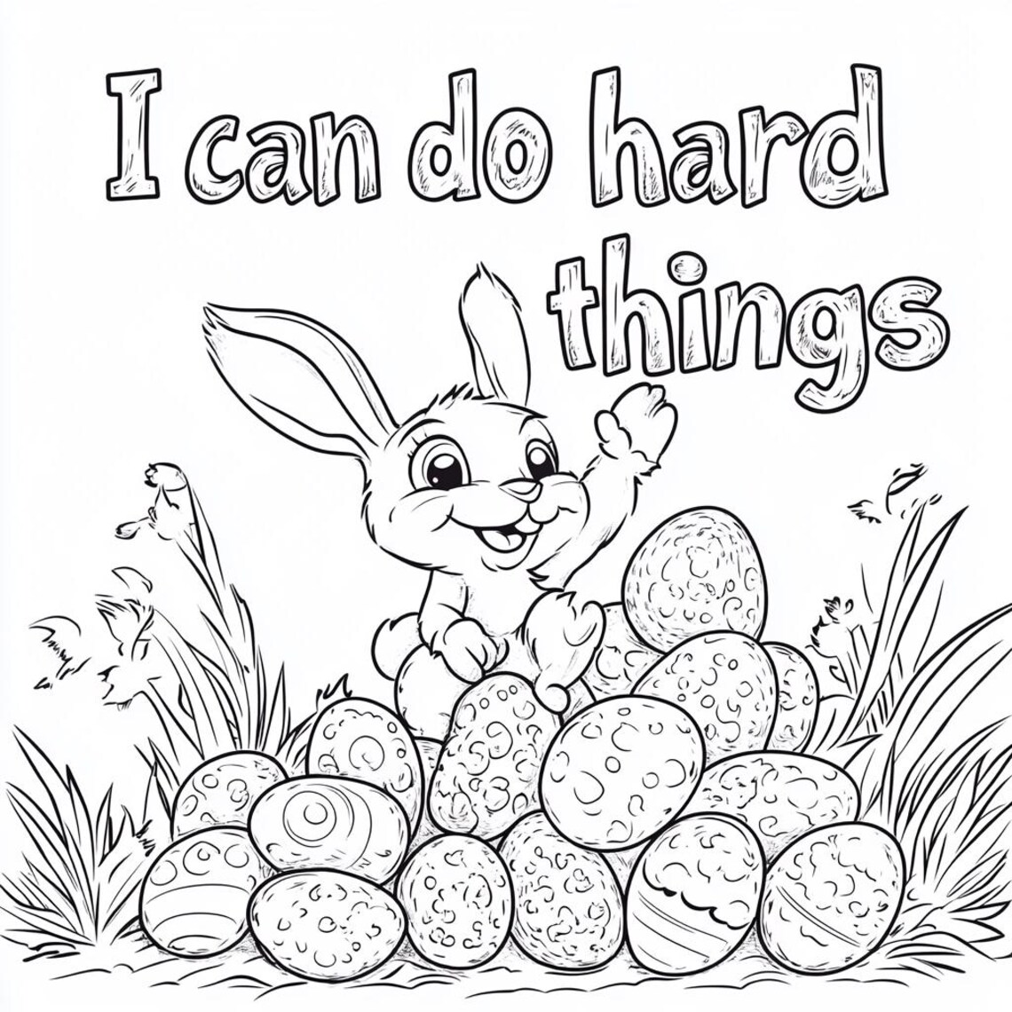 5 Easter Themed Positive Affirmations Kids Coloring Printables - Etsy
