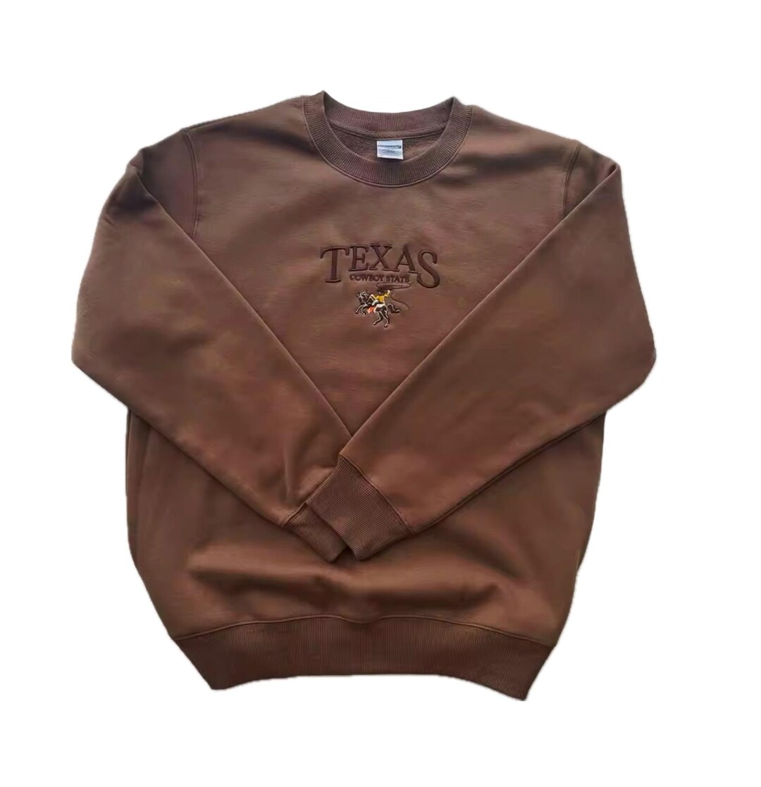 Texas Cowboy State Embroidered Vintage Pullovers 2025 Autumn Long ...