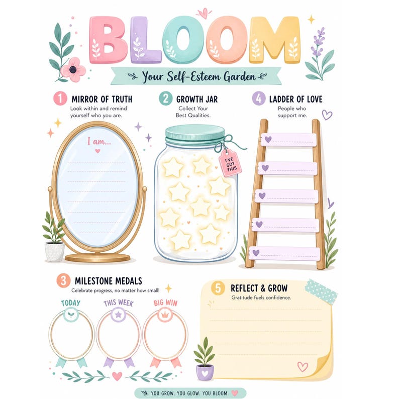 Kids Self Love Worksheet Bundle | Teen Confidence Building Activities ...