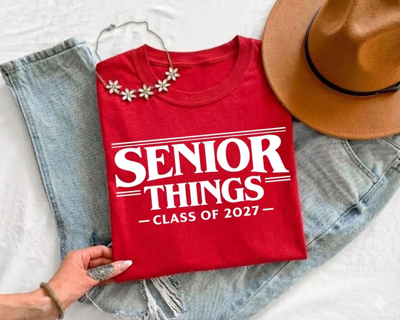 Senior Things Class of 2027 Stranger Style T-shirt, Retro Grad Apparel ...