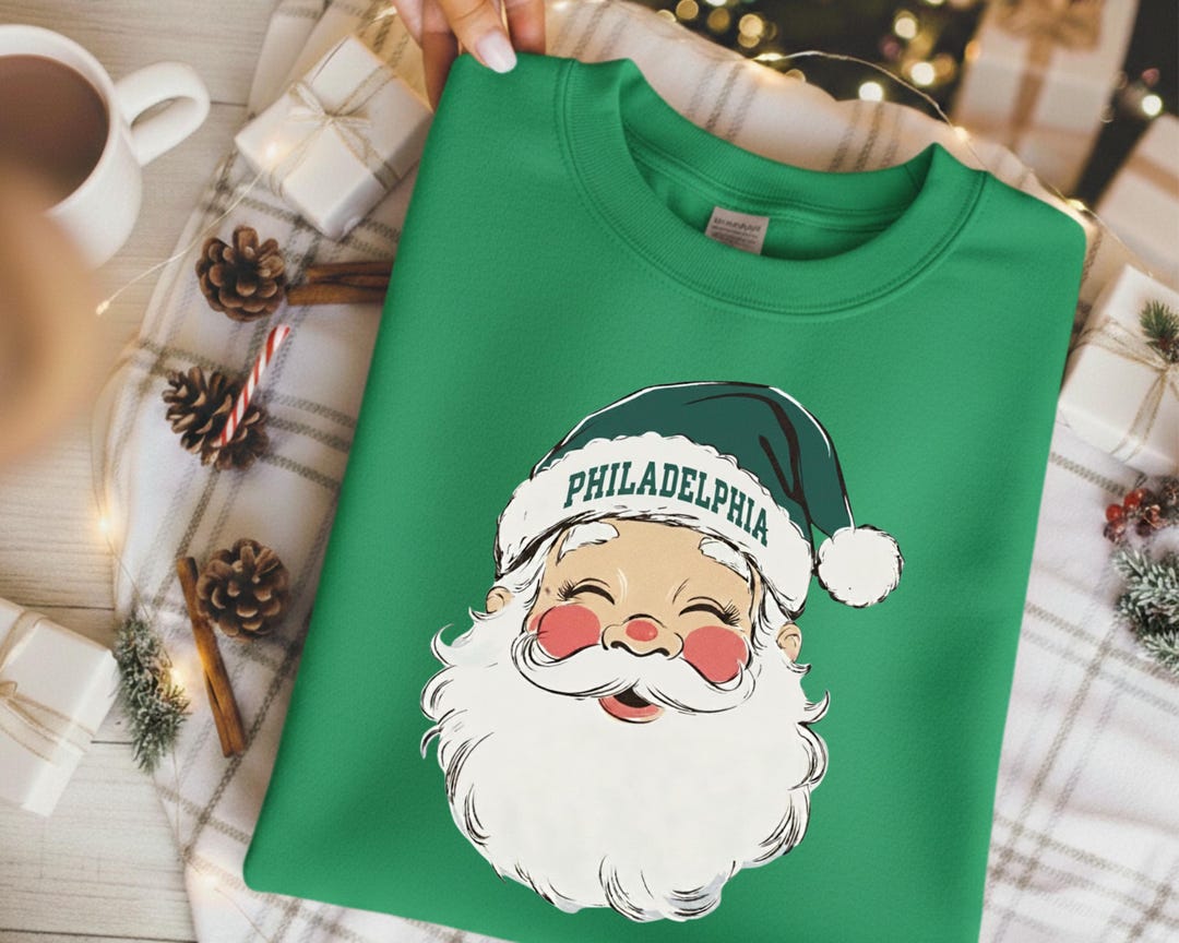 Philadelphia Football Santa Christmas Sweatshirt, Philly Santa Holiday ...