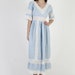 Baby Blue Bell Sleeve Mexican Dress Crochet Lace Quinceanera Dress 70s ...