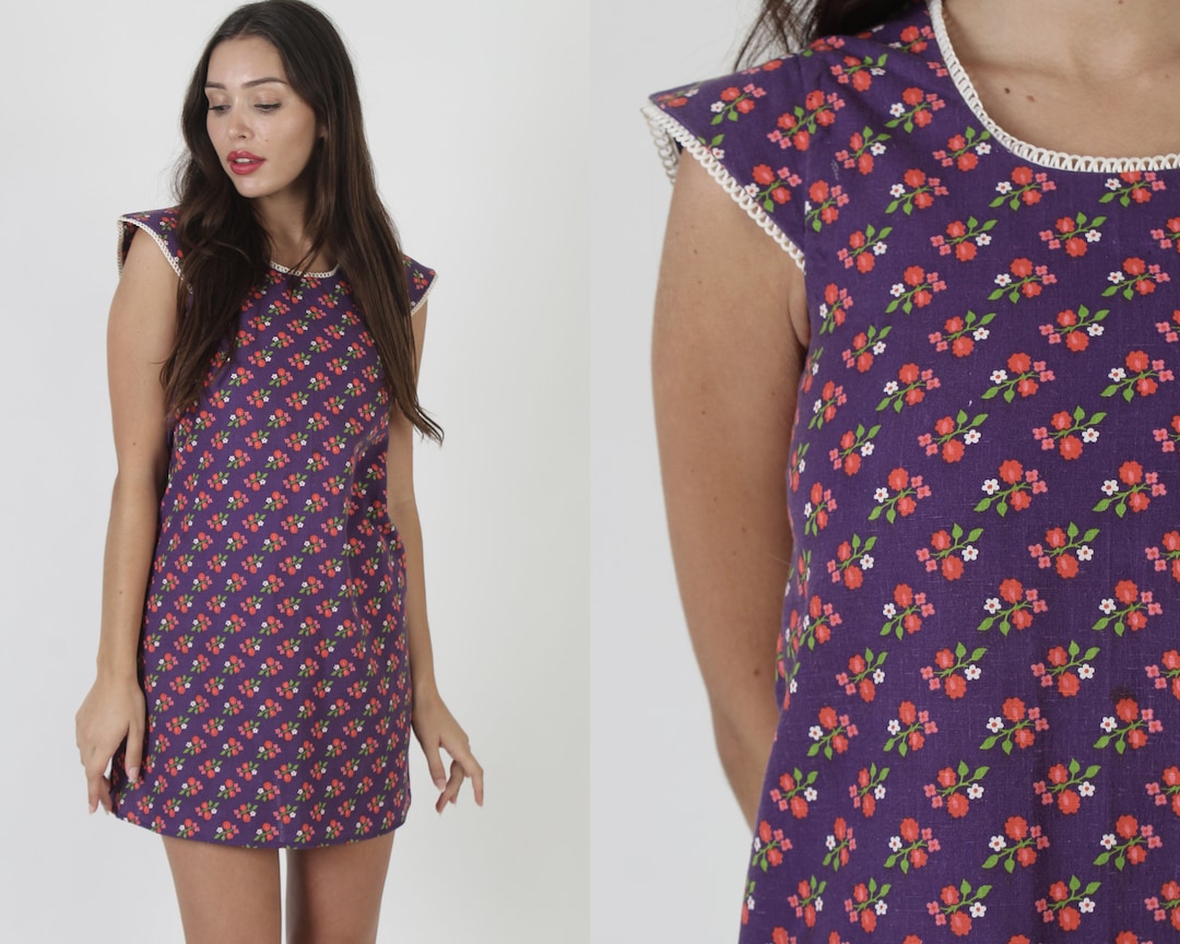 60s Mod Floral Micro Mini Dress 1960's Sexy Short Tank - Etsy