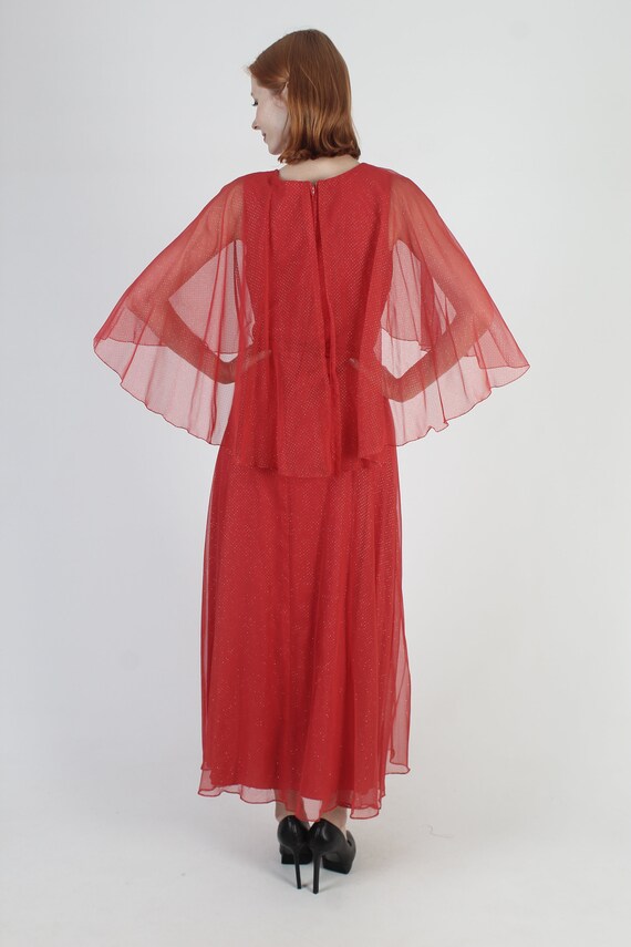 Mike Benet Formals Red Chiffon Dress Vintage 60s Holi… - Gem