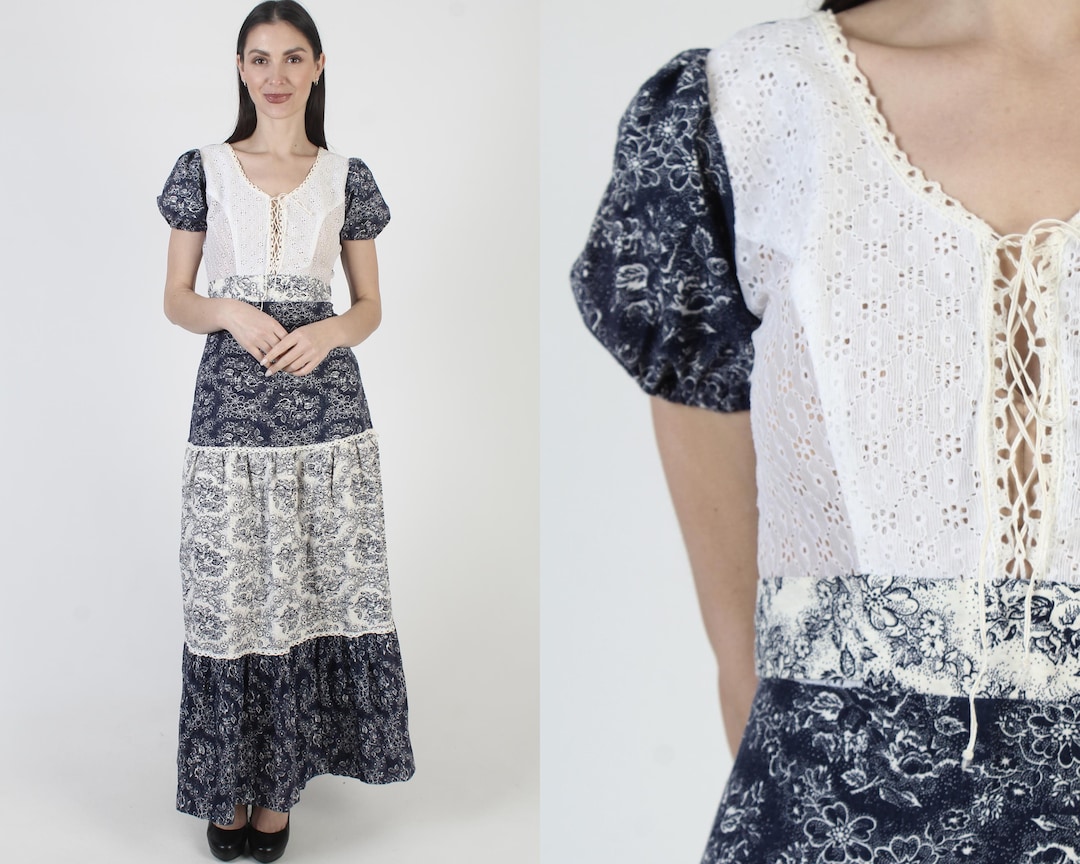 Cottagecore White Eyelet Dress, Country Western Style, Romantic Toile ...