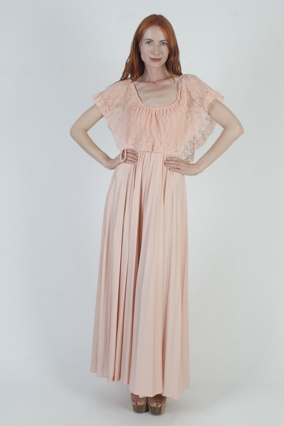 Grecian Goddess Disco Dress With Waist Tie Sheer Lace… - Gem