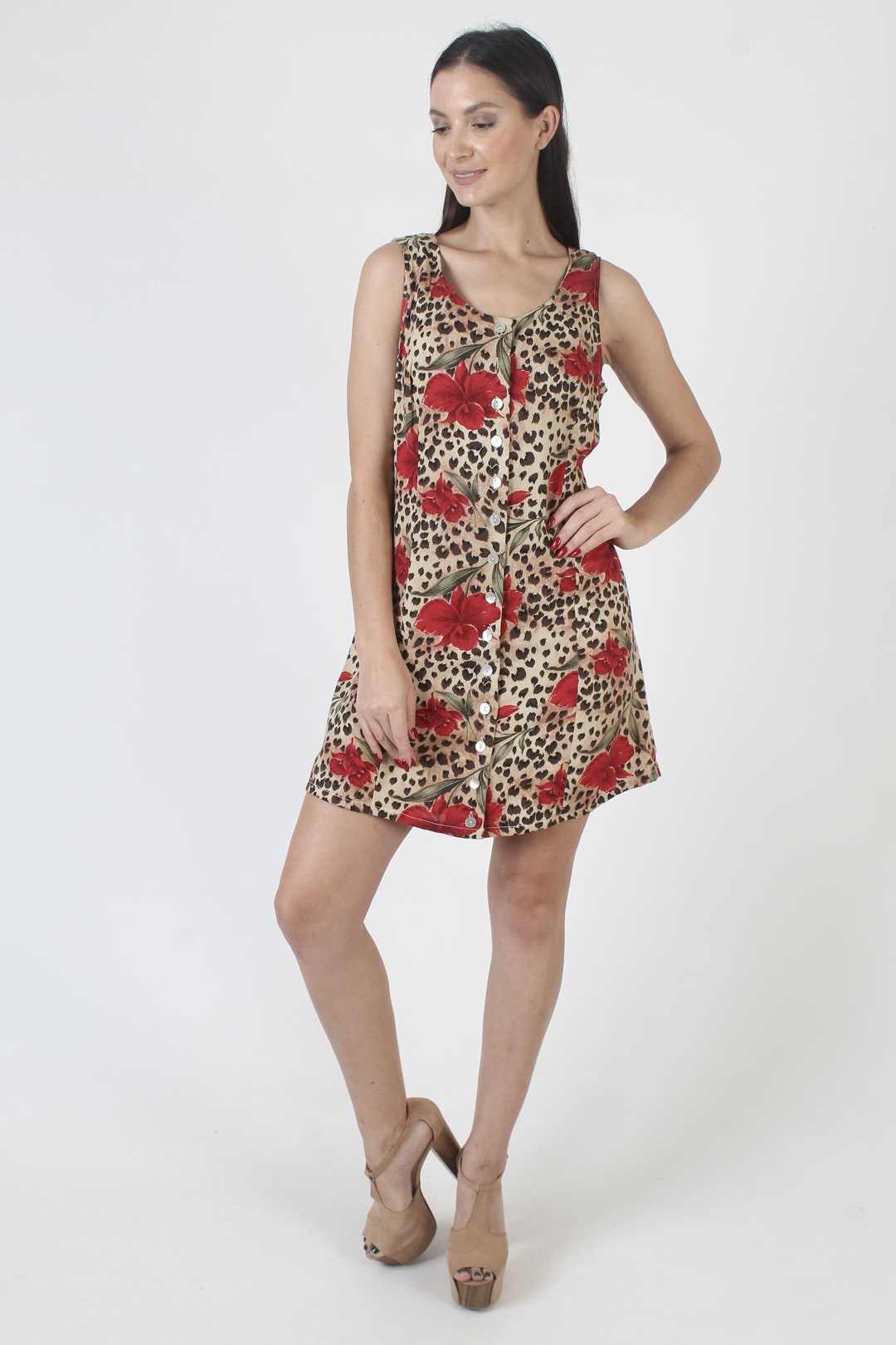 Animal Print 90s Dress, Vintage Leopard Cheetah Spots, Gypsy Grunge ...