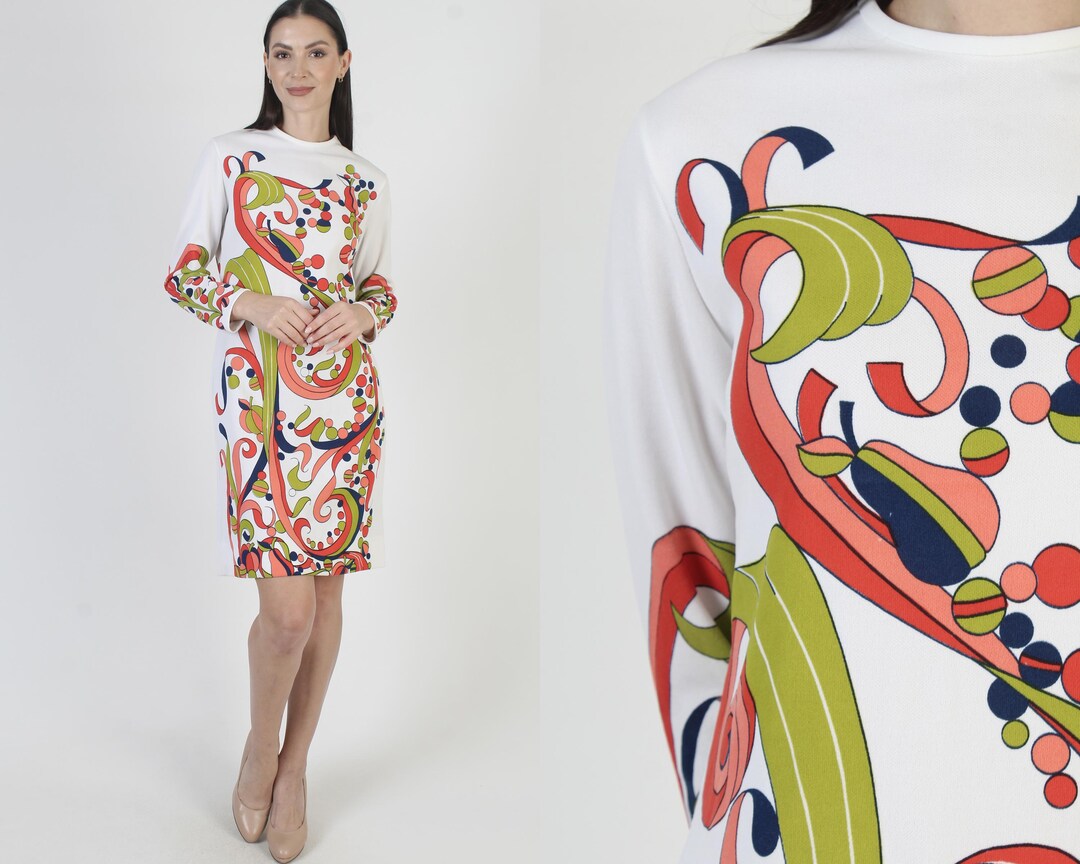 Mod Micro Mini Dress, 60s Gogo Sundress, Bright Psychedelic Print ...