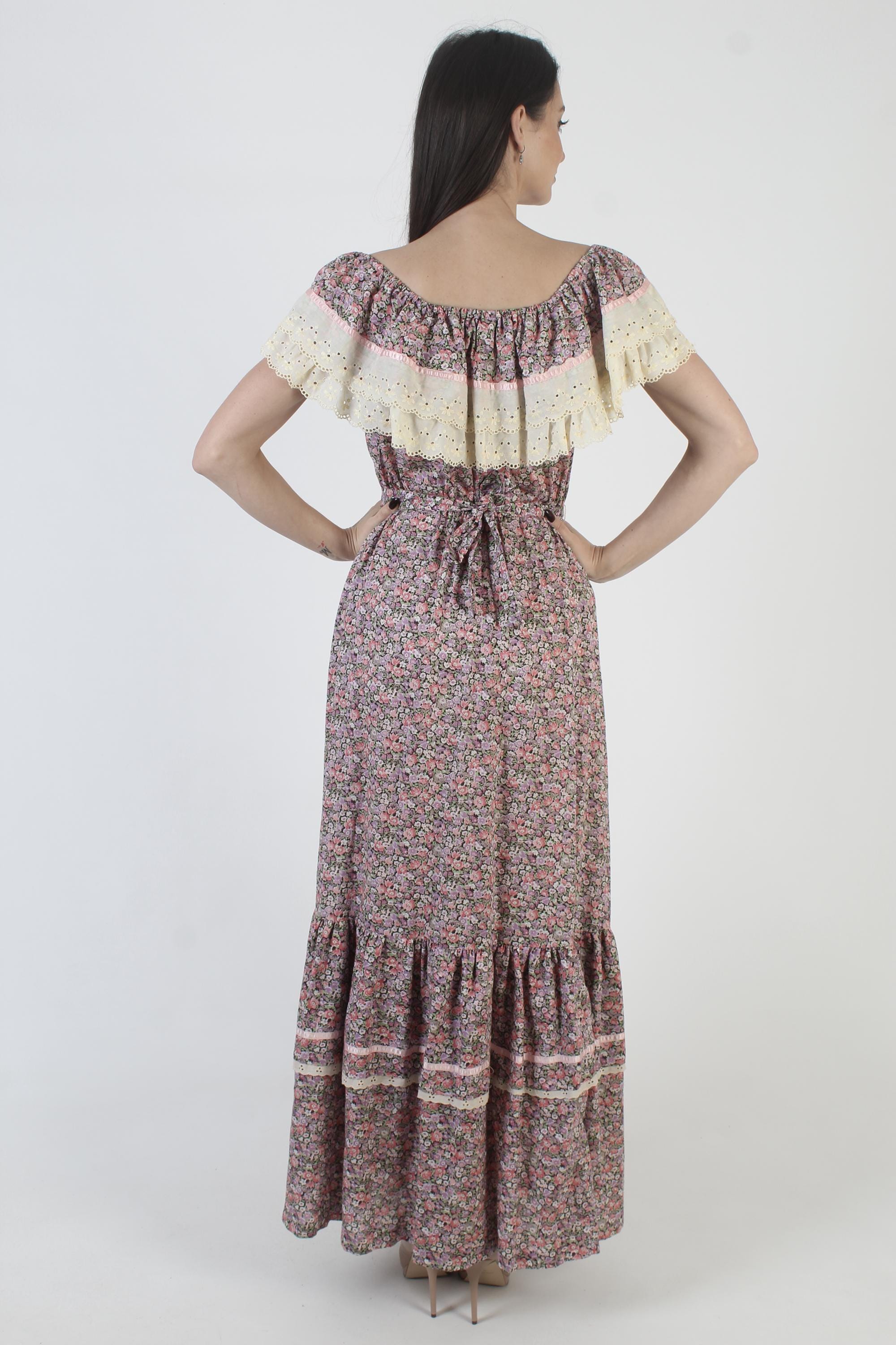 Young Edwardian by Arpeja Dress, Long Calico Sundress, Vintage 70s ...
