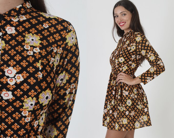 60's Mod Squad Micro Mini Dress / 1960s Psychedelic Print Frock ...