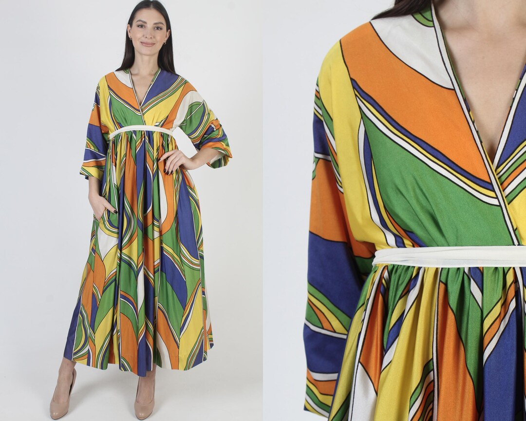 Dominic Rompollo Designer Dress With Pockets Long Striped Lounge Maxi ...