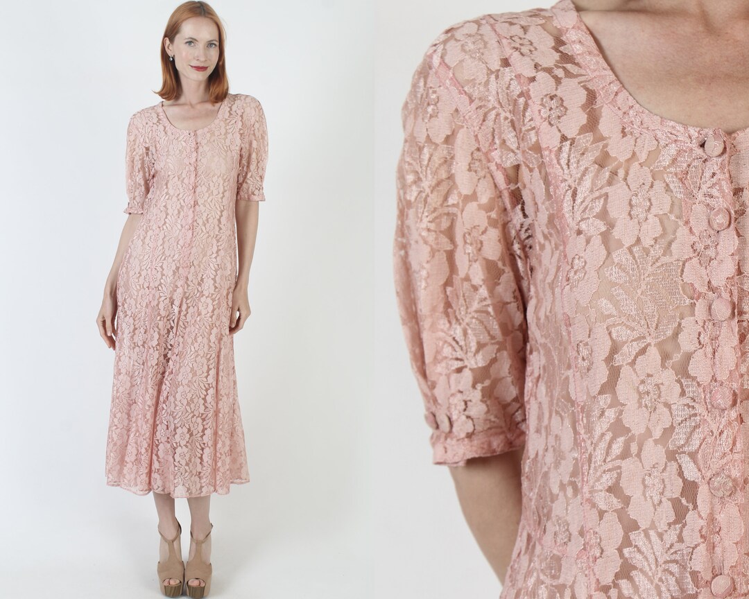 Starina Brand 90s Gypsy Lace Dress Button up Sheer Grunge Sundress ...