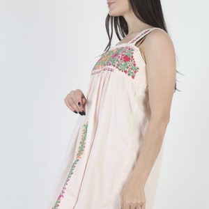Peach Hand Embroidered Oaxacan Dress Traditional Mexican Tank Sundress ...