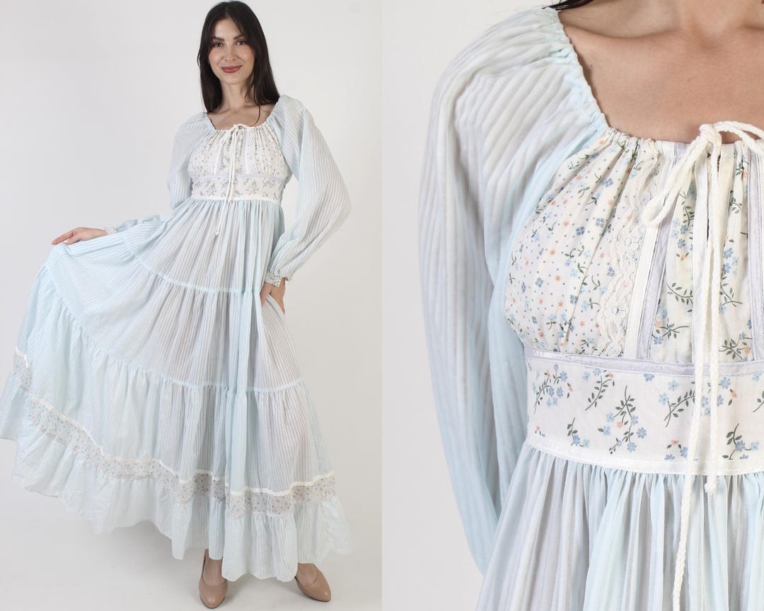 Gunne Sax Calico Dress, 70s Jessica Mcclintock Maxi, Long Full Skirt ...