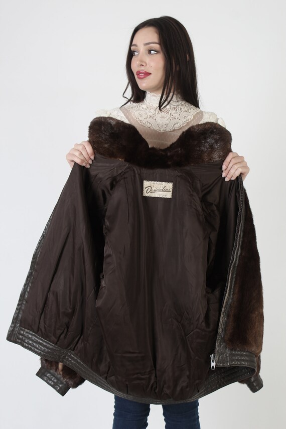 Ombre Mahogany Mink Bomber Jacket / Real Fur Zip Up P… - Gem