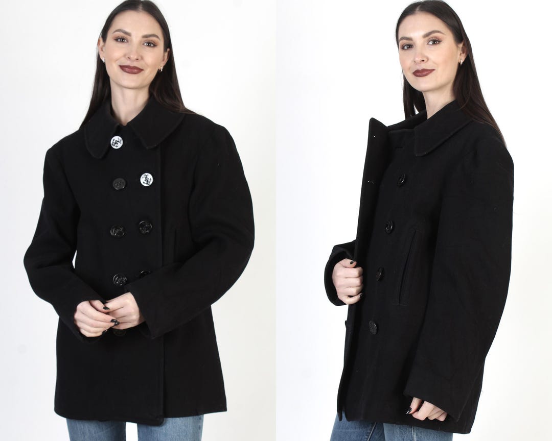 1940s US Navy Pea Coat, Wool Sailor Jacket, Mens 10 Button Overcoat ...