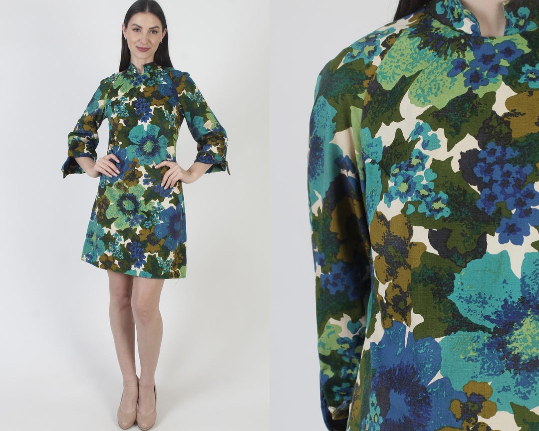 Mod Micro Mini Dress, 60s Gogo Sundress, Bright Psychedelic Print ...