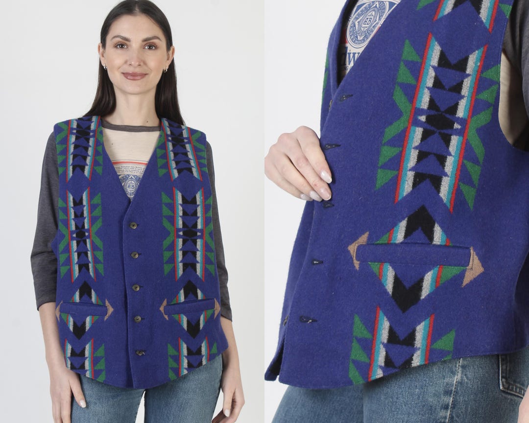 Pendleton Southwestern Vest, Native American Blanket, Vintage Mens ...