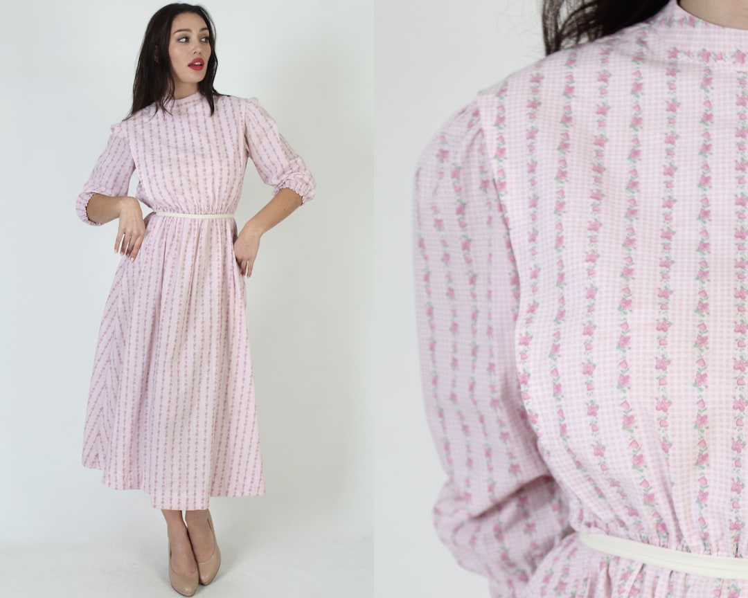 Romantic Victorian Print Garden Floral Mini Dress, Old Fashion Colonial ...