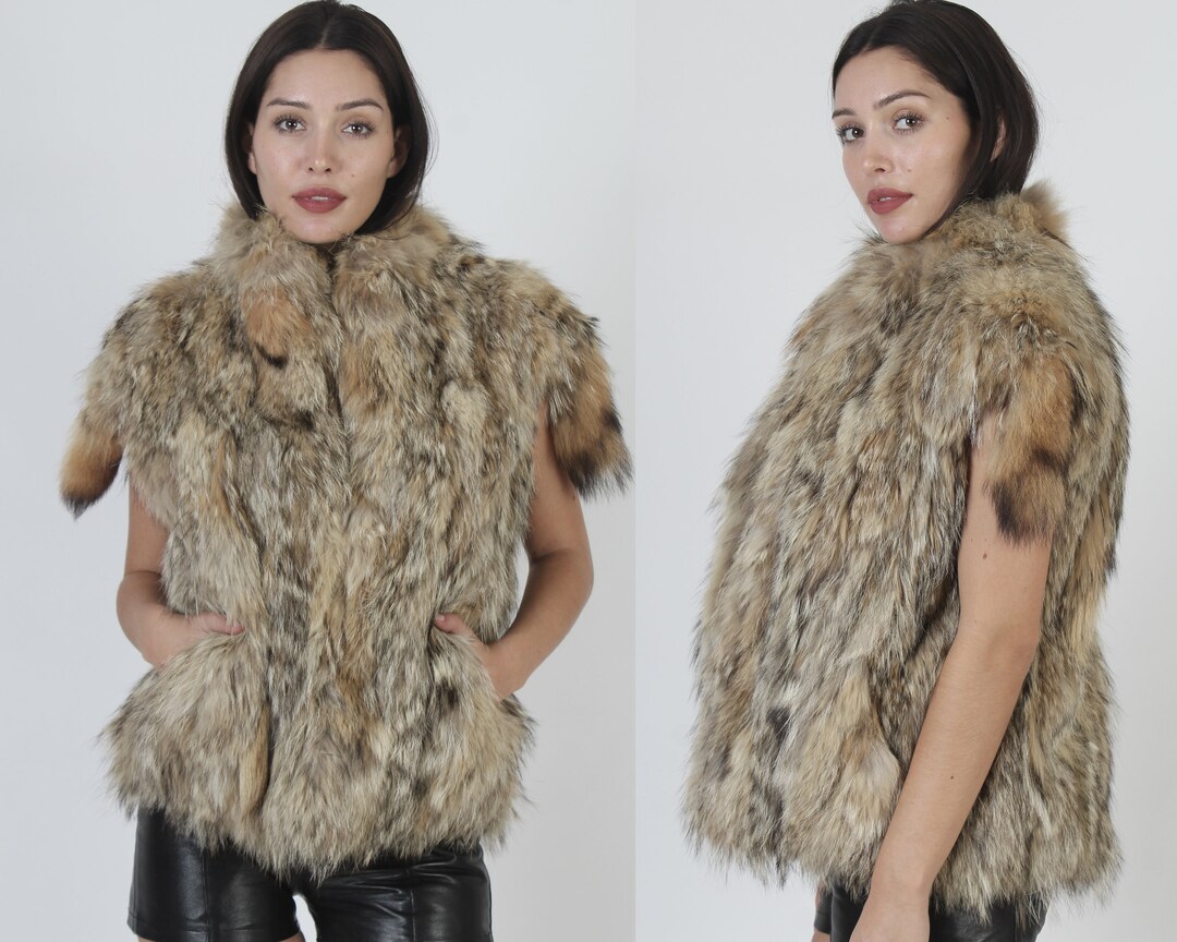 Chaleco de piel Tanuki de los años 80 chaqueta peluda de cola - Etsy España