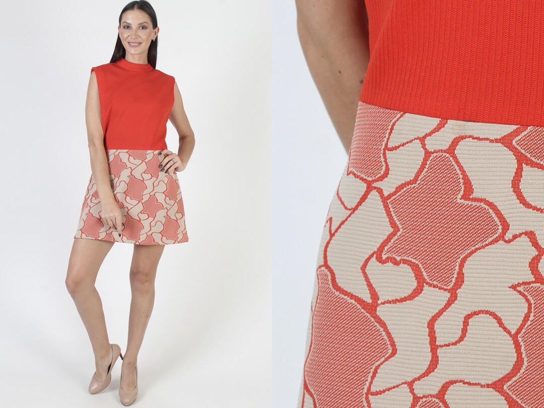 Red Knit Scooter Dress, Mod Micro Mini Frock, Twiggy Inspired Gogo ...