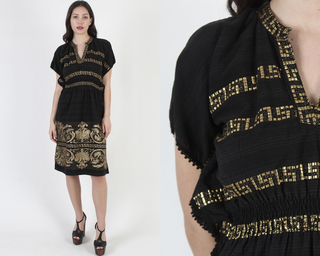 Vintage 80s Greek Gold Metallic Dress Ancient Roman Style - Etsy