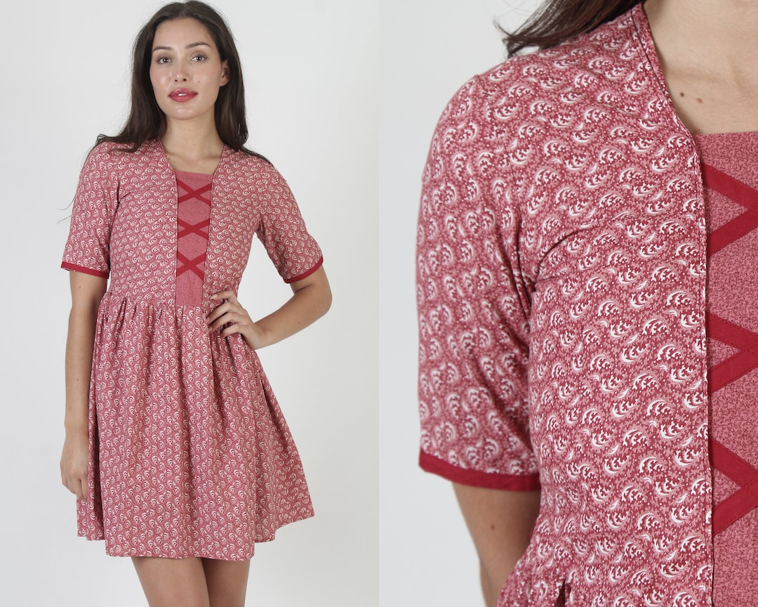 Vintage 70s Rustic Farm Dress, Country Calico Prairie Frock, Barn ...