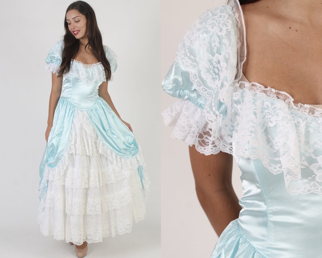 Zum Zum Brand Victorian Style Prom Dress, Vintage 70s Edwardian Wedding ...